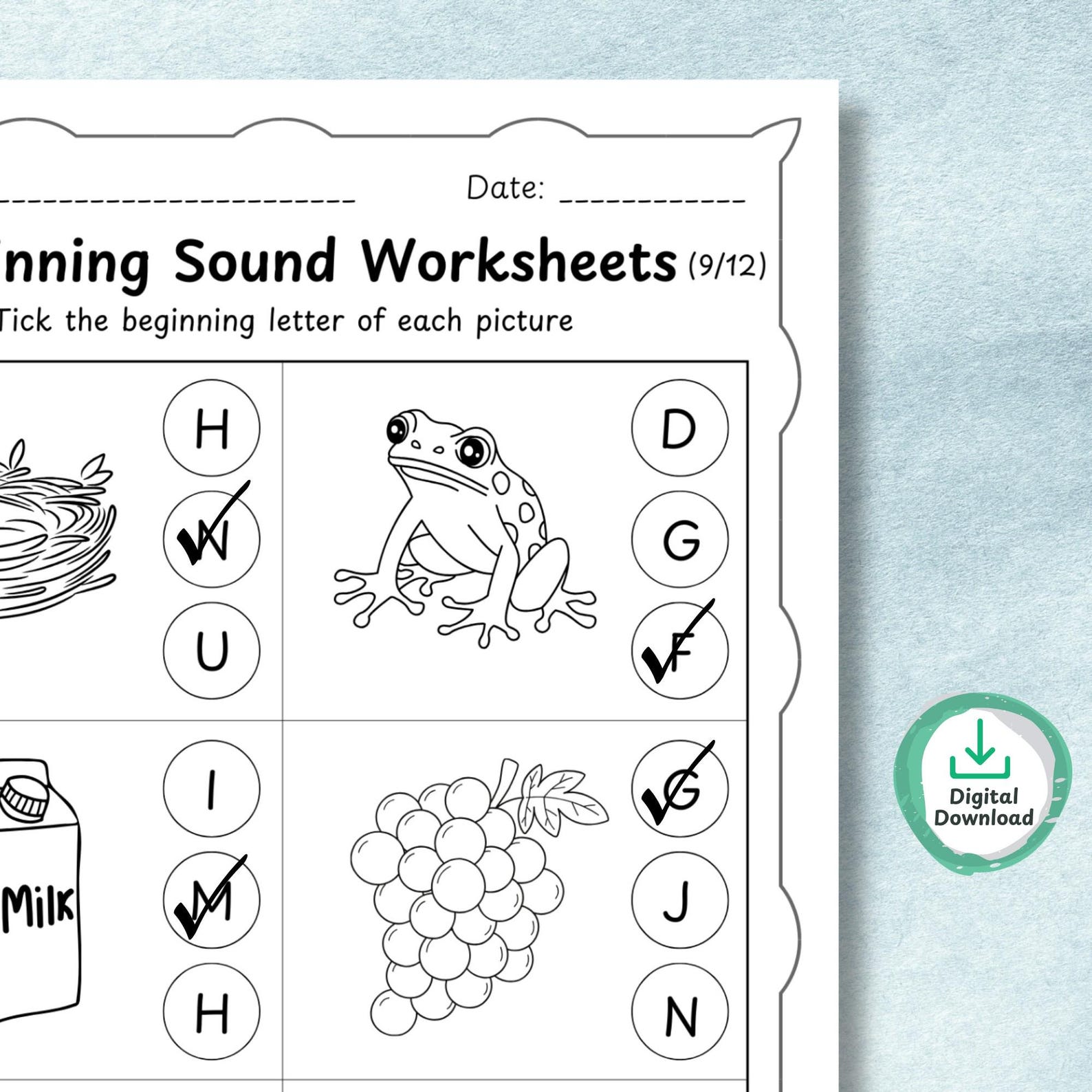 Beginning Sound Worksheets: Phonics Practice Activity (PDF) - Etsy