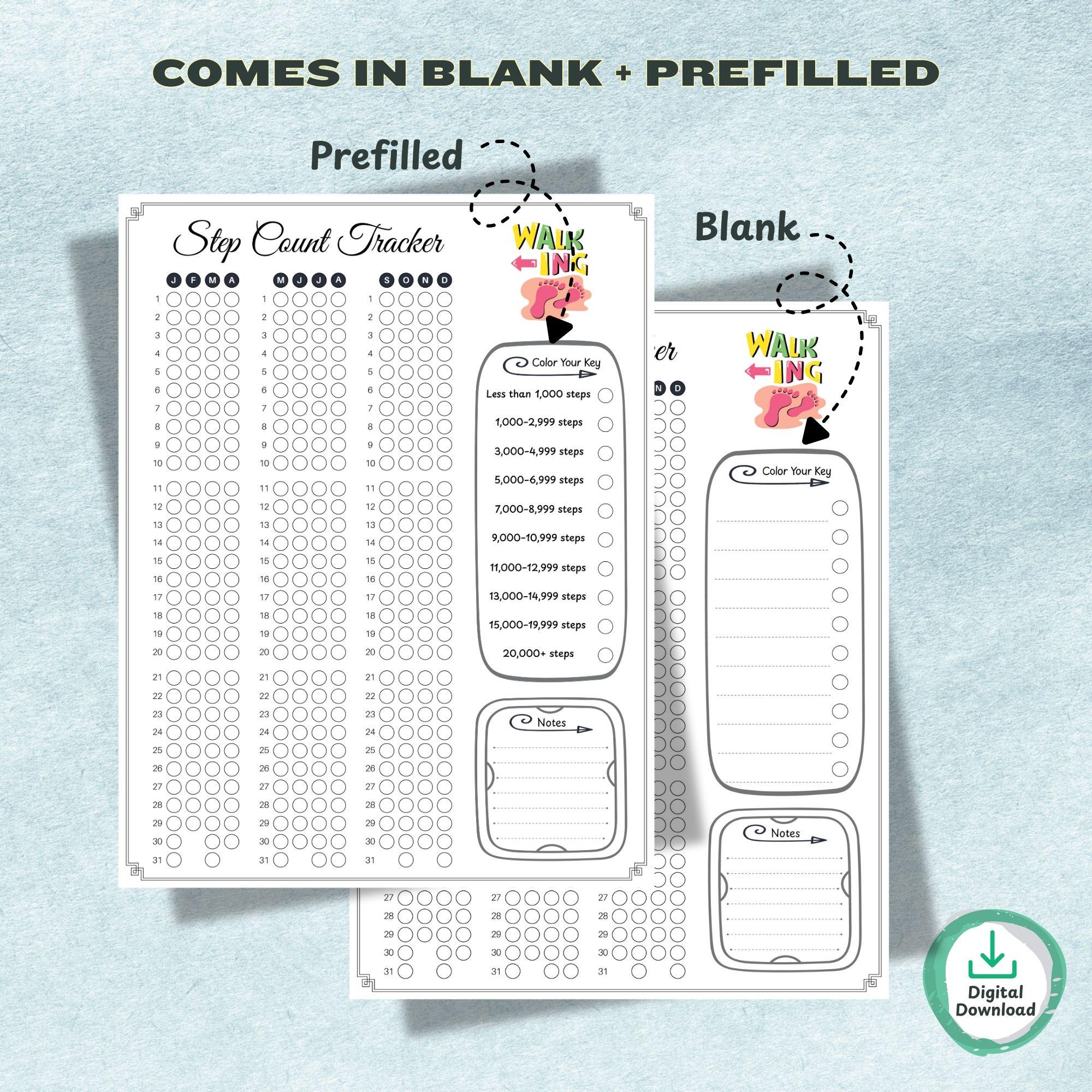 Step Count Tracker Printable | Daily Steps Log | Walking Fitness ...
