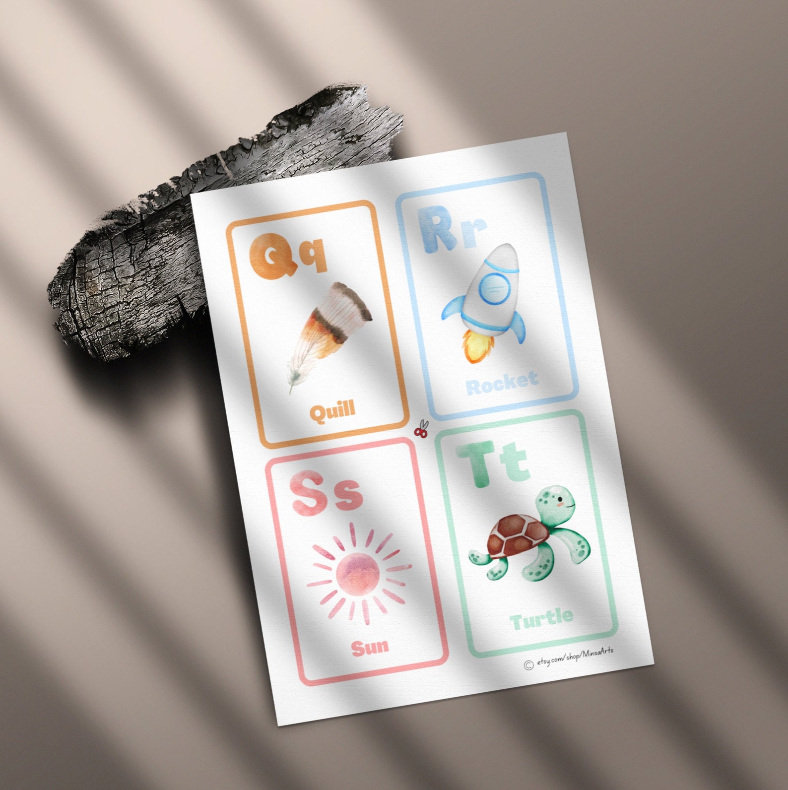 Watercolor Alphabet Flashcards ABC Montessori Cards - Etsy