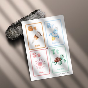 Watercolor Alphabet Flashcards, ABC Montessori Cards, Homeschool ...