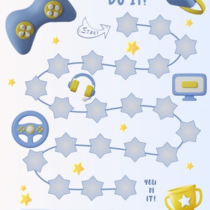 PRINTABLE Video Game Reward Chart for Boys Blue Theme Behavior Chart ...
