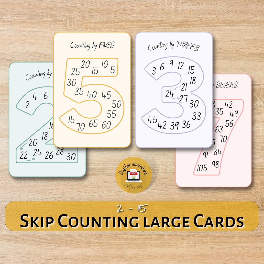 Skip Counting Large Size Cards | 2-15 Printable Multiplications | Maths ...