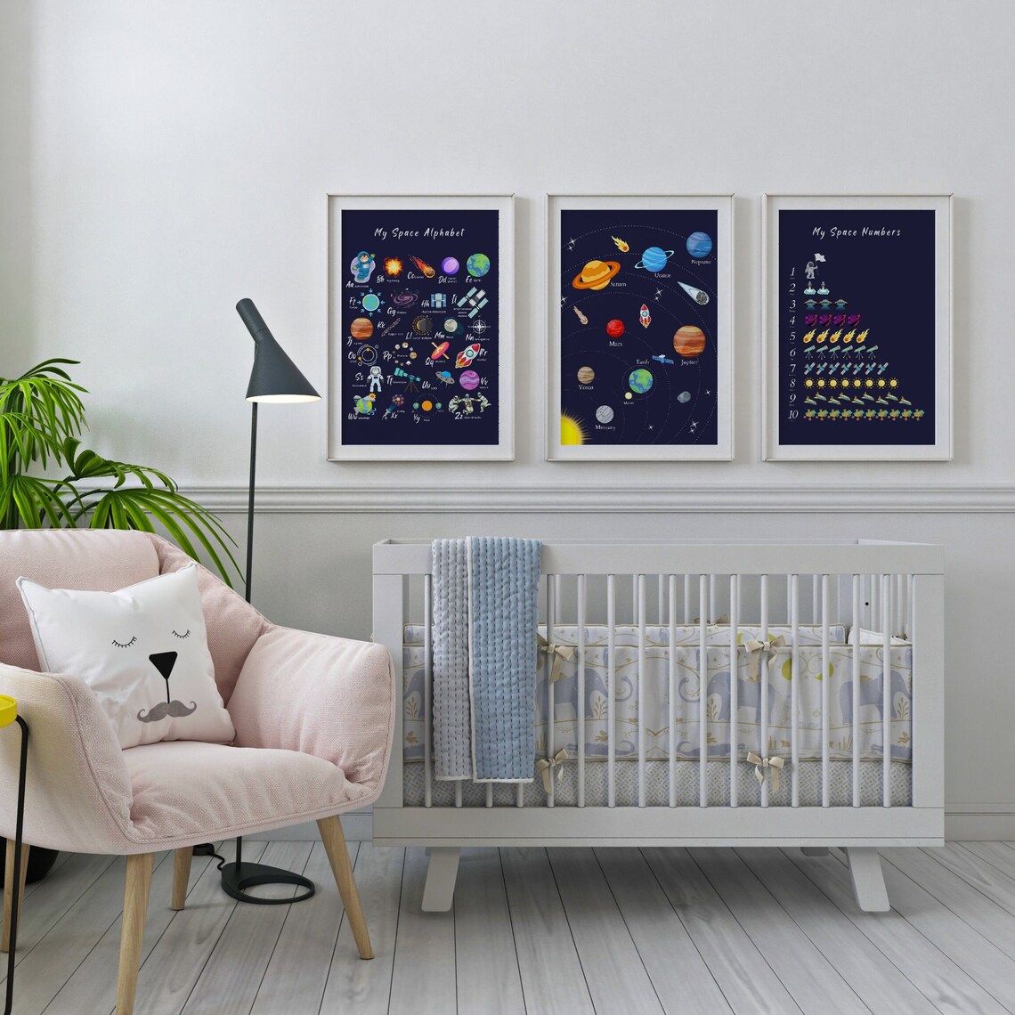 Space Alphabet Numbers and Solar System Poster Set of 3 Space - Etsy