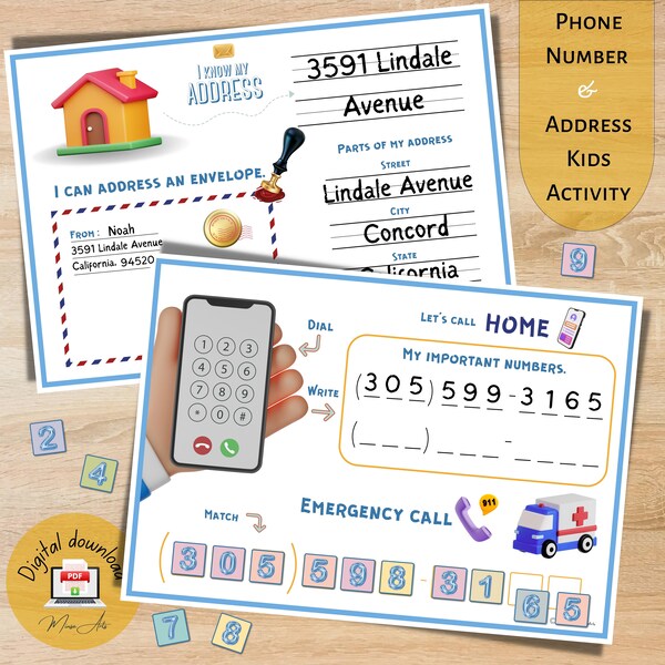 Kids Learning Address and Phone - Etsy