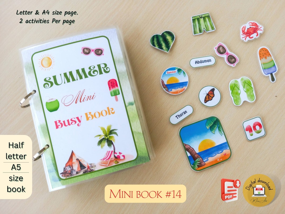 Summer Mini Busy Book Printable Toddler Learning Binder Learning ...