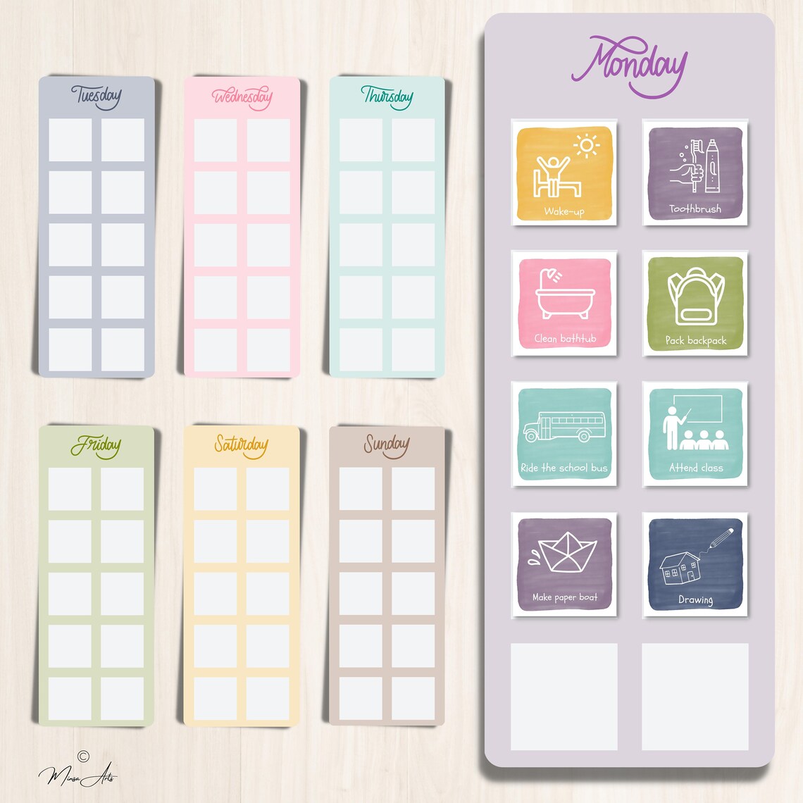 Lined Style Toddlers Routine Cards With 11 Charts Bedtime - Etsy