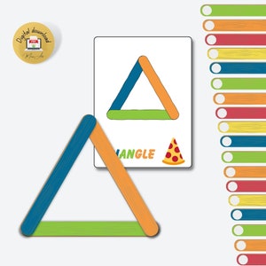 Colorful Popsicle Sticks PRINTABLE 12 Visual Cards for Toddlers ...