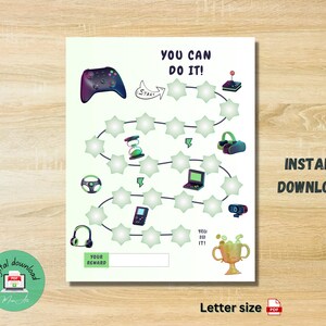 PRINTABLE Video Game Reward Chart for Boys Green Theme Behavior Chart ...