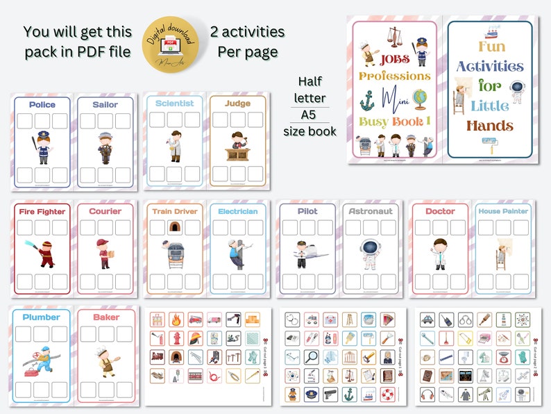 Community Helper Mini Busy Book: Professions Activity (PDF) - Etsy