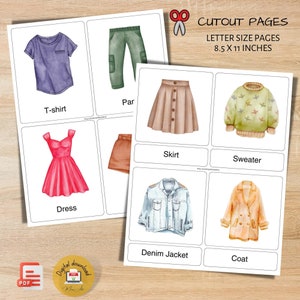 Clothes Watercolor Flashcards Nomenclature PRINTABLE Text Editable ...