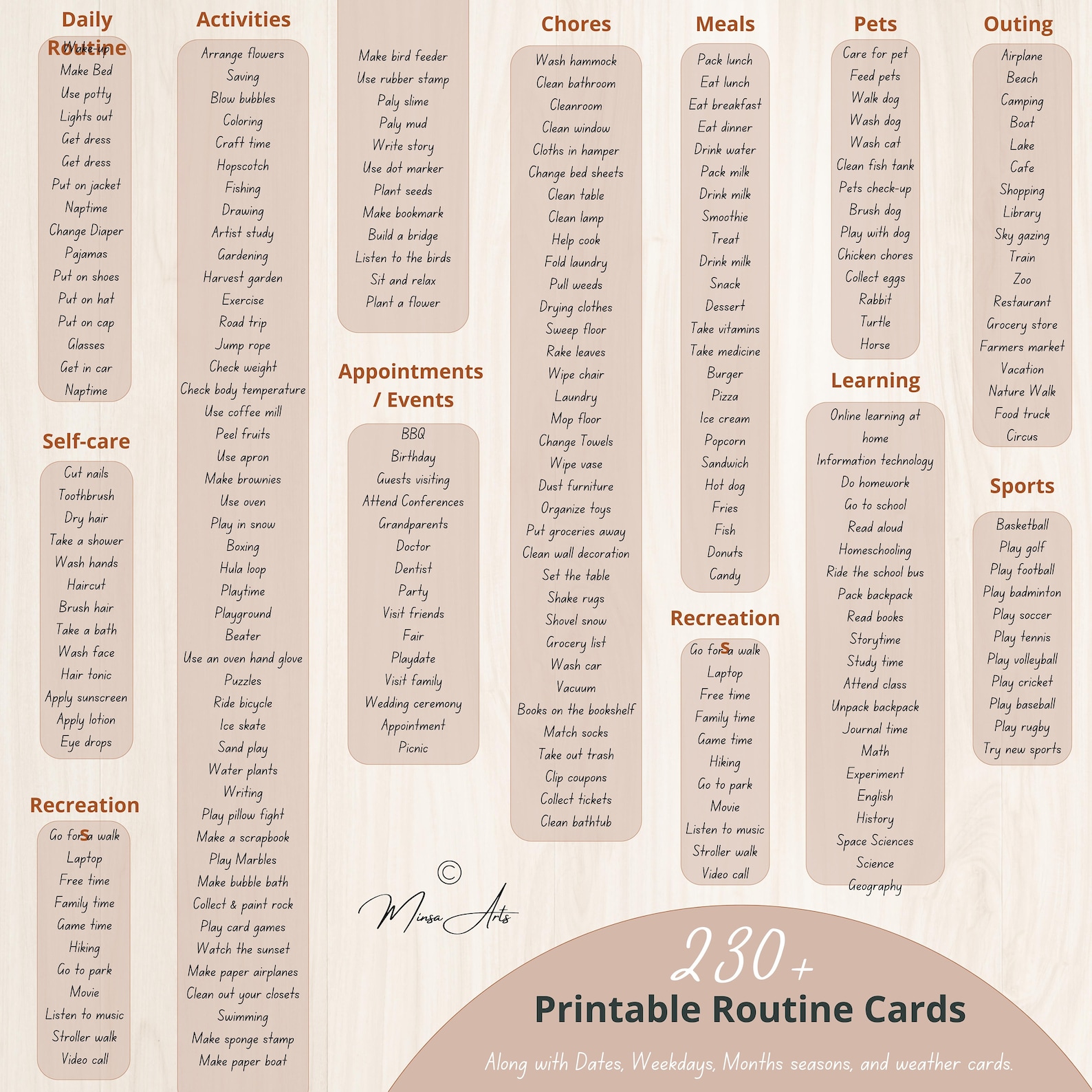 Lined Style Toddlers Routine Cards With 11 Charts Bedtime - Etsy