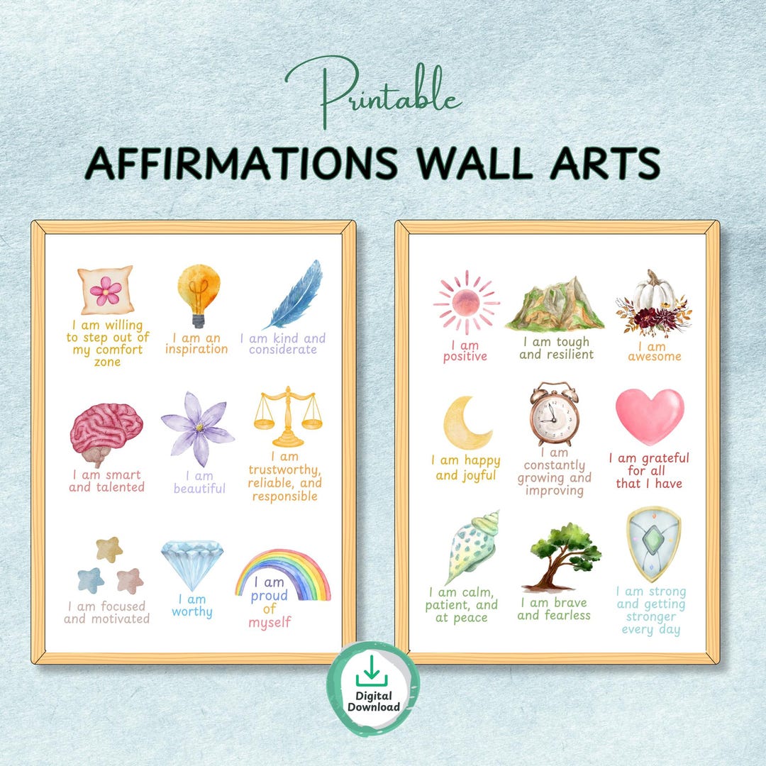 Positive Affirmation Poster for Kids – PRINTABLE Inspiring Daily Self ...