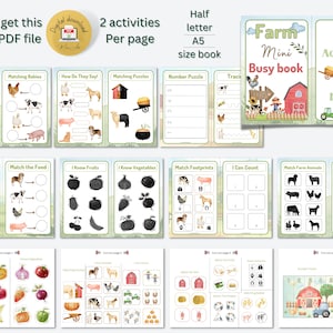 Farm Mini Busy Book #2 PRINTABLE Watercolor Toddler Kindergarten Pre-k ...