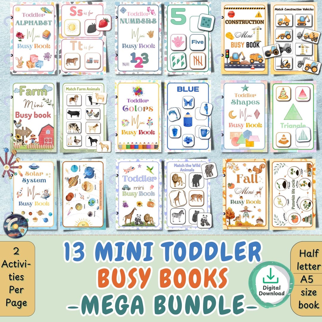 Toddler Mini Busy Books Bundle Homeschool Preschool Learning Binder ...