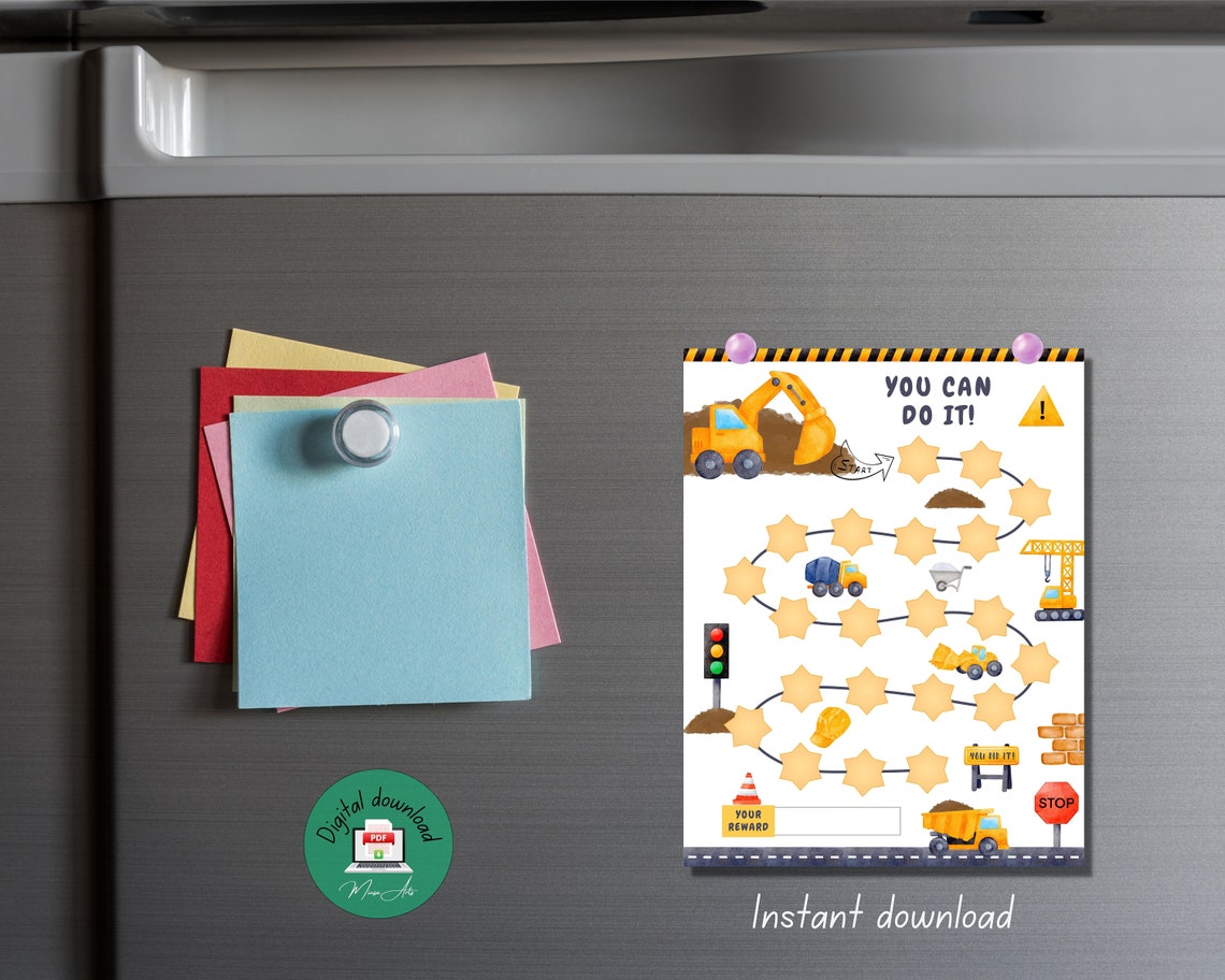 PRINTABLE Construction Reward Chart Behavior Chart for - Etsy