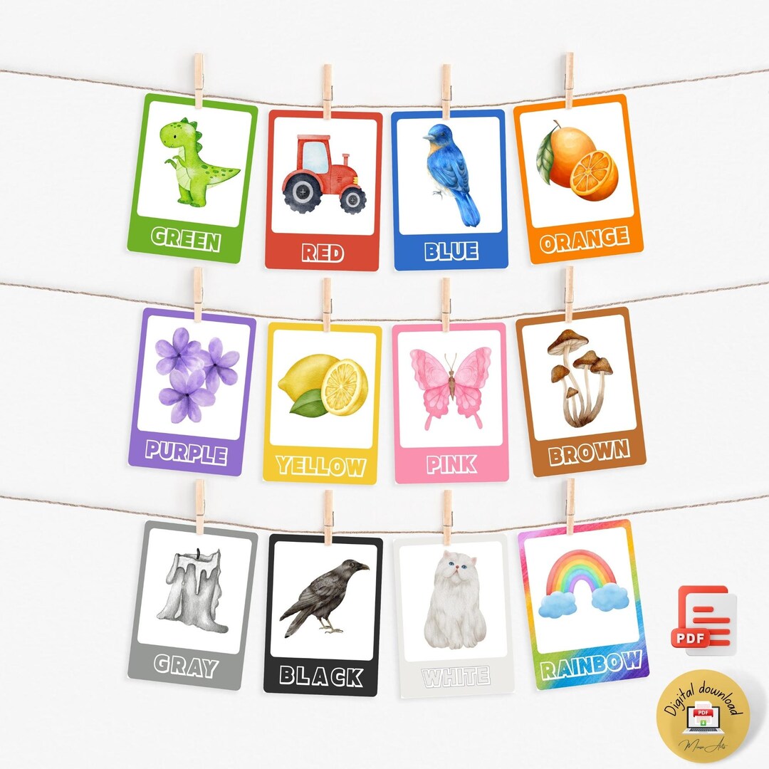 Cute Colors Flashcards PRINTABLE Montessori Cards for Toddlers PDF - Etsy