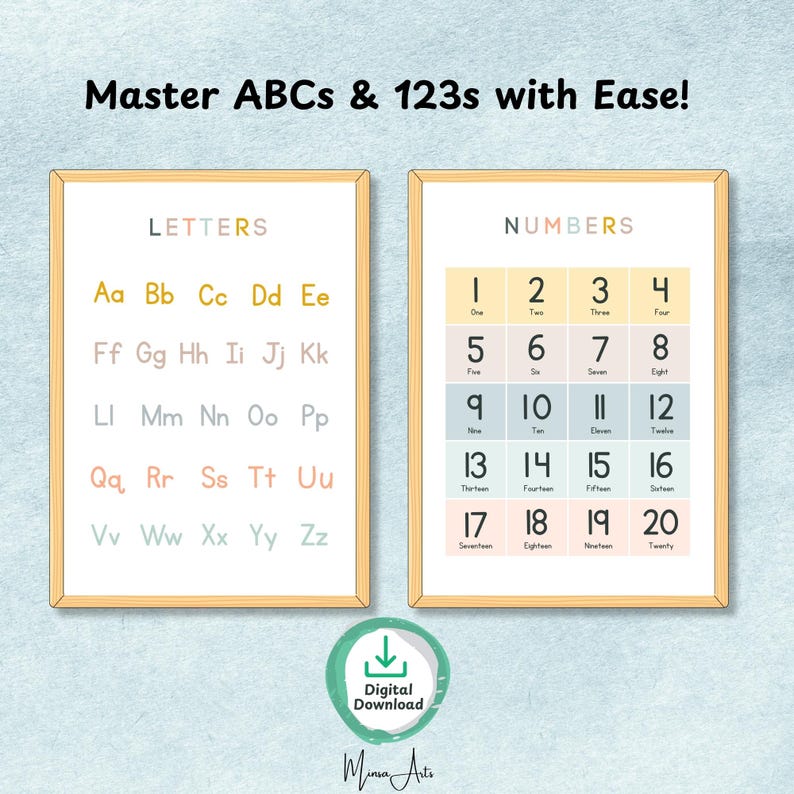Educational Posters for Kids: Alphabet, Numbers, Solar System (PDF) - Etsy