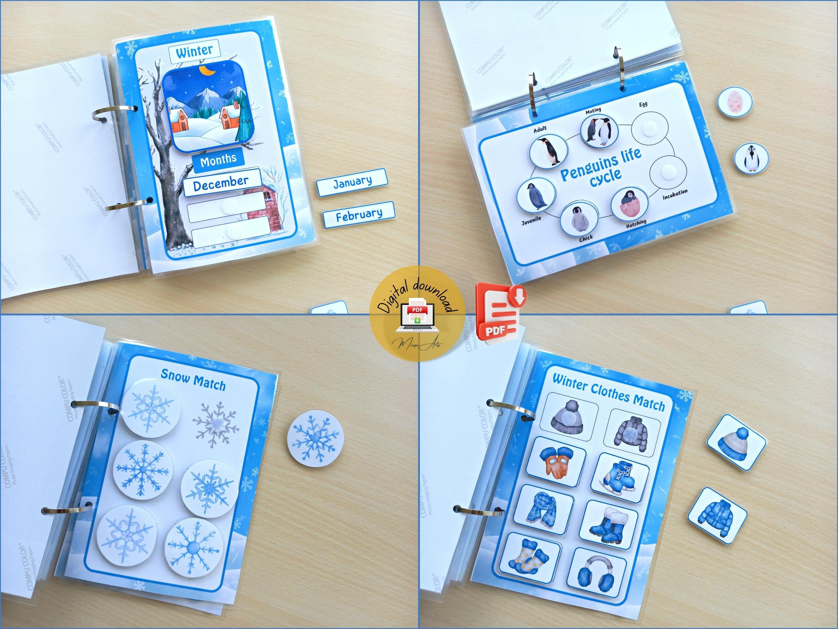 PRINTABLE Winter Mini Busy Book for Kids Toddler Learning Binder ...