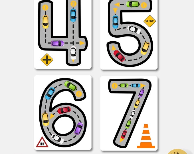 Number Mats, Tracing Numbers, Printable Race Car Mats, Instant Download ...