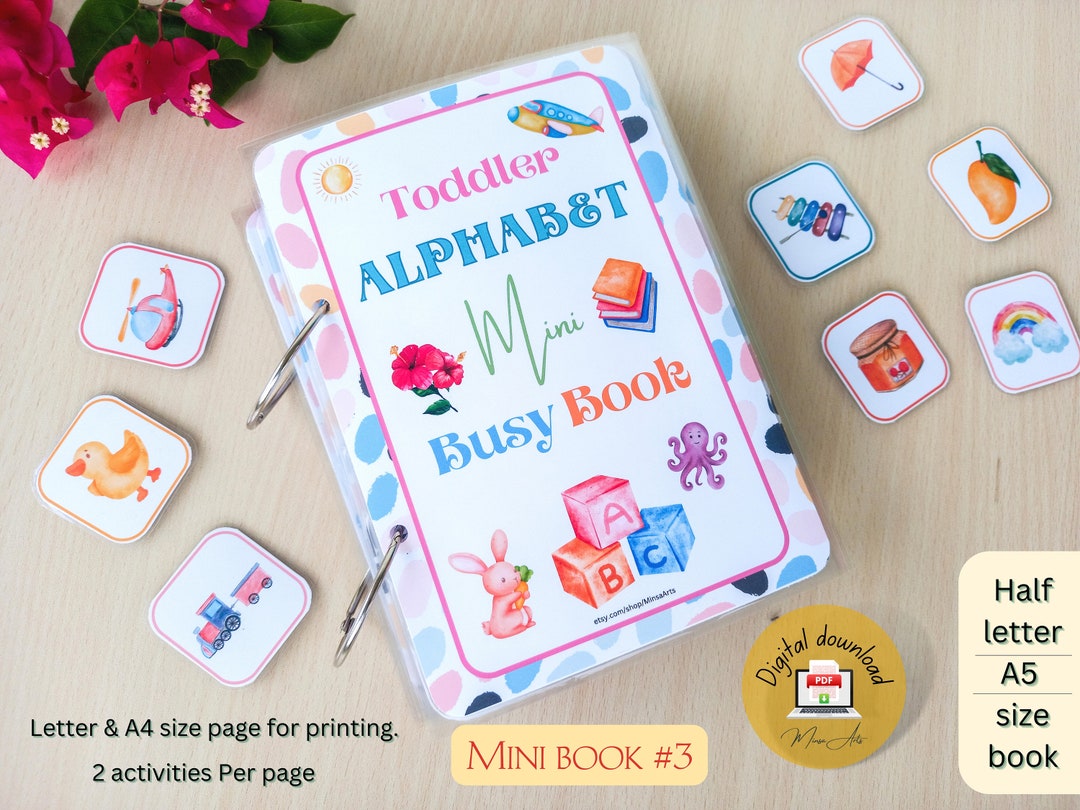Toddler Alphabet Mini Busy Book #3 | PRINTABLE Watercolor Preschool ...