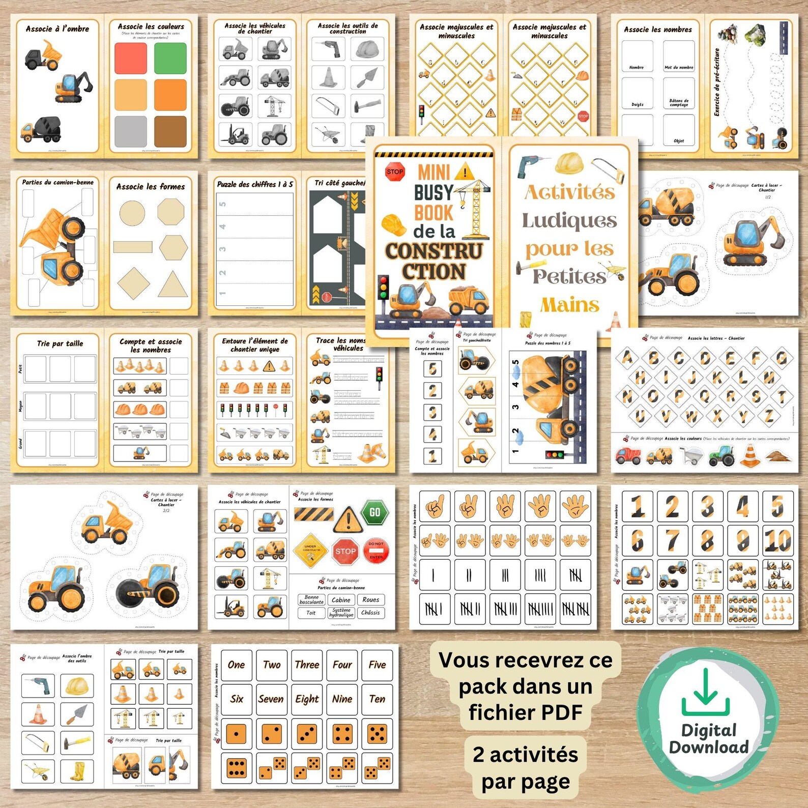 Construction Vehicle Busy Book: Montessori Learning Activities (PDF ...