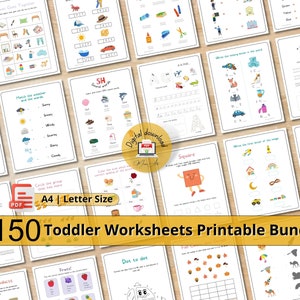 Printable Worksheets Bundle, Alphabet, Tracing, Color, Numbers, Shapes ...