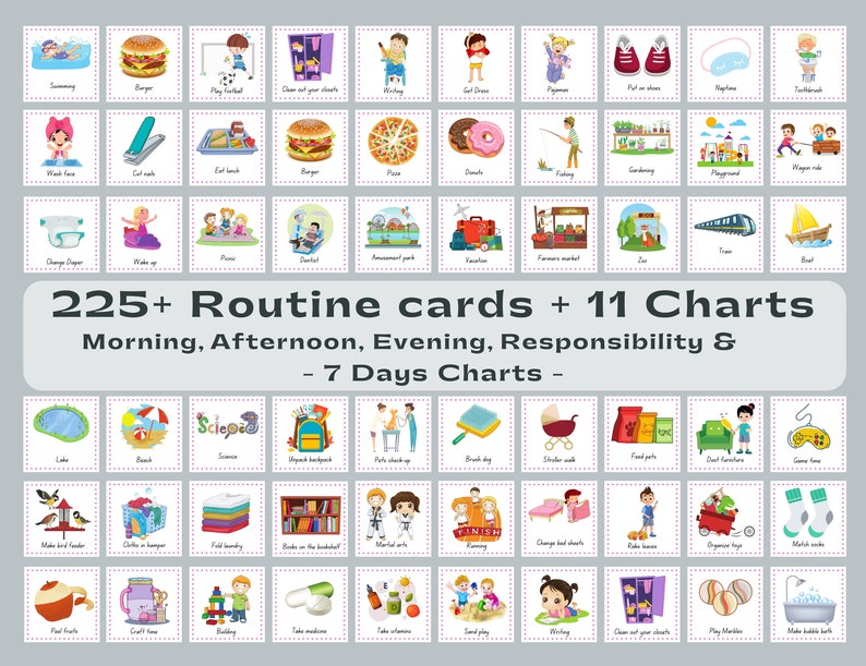 Bedtime Routine Chore Chart Daily Routine Chart Toddler - Etsy