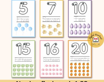 Flashcards Numbers 1-20 Homeschool Printable Counting Preschool Math ...
