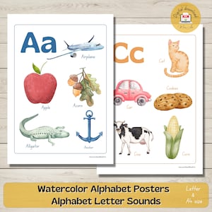 Charming Watercolor Alphabet Poster PRINTABLE Abcs Nursery Wall Art ...