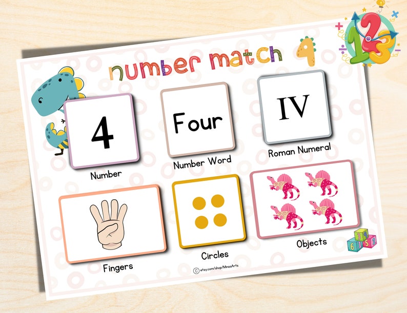 Preschool Math Activity Counting With a Dinosaur Theme 1-10 - Etsy