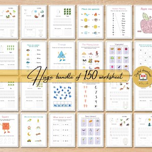 Printable Worksheets Bundle, Alphabet, Tracing, Color, Numbers, Shapes ...