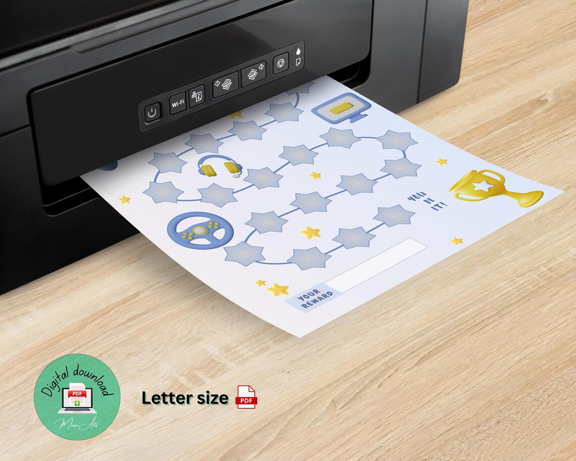 PRINTABLE Video Game Reward Chart for Boys Blue Theme - Etsy