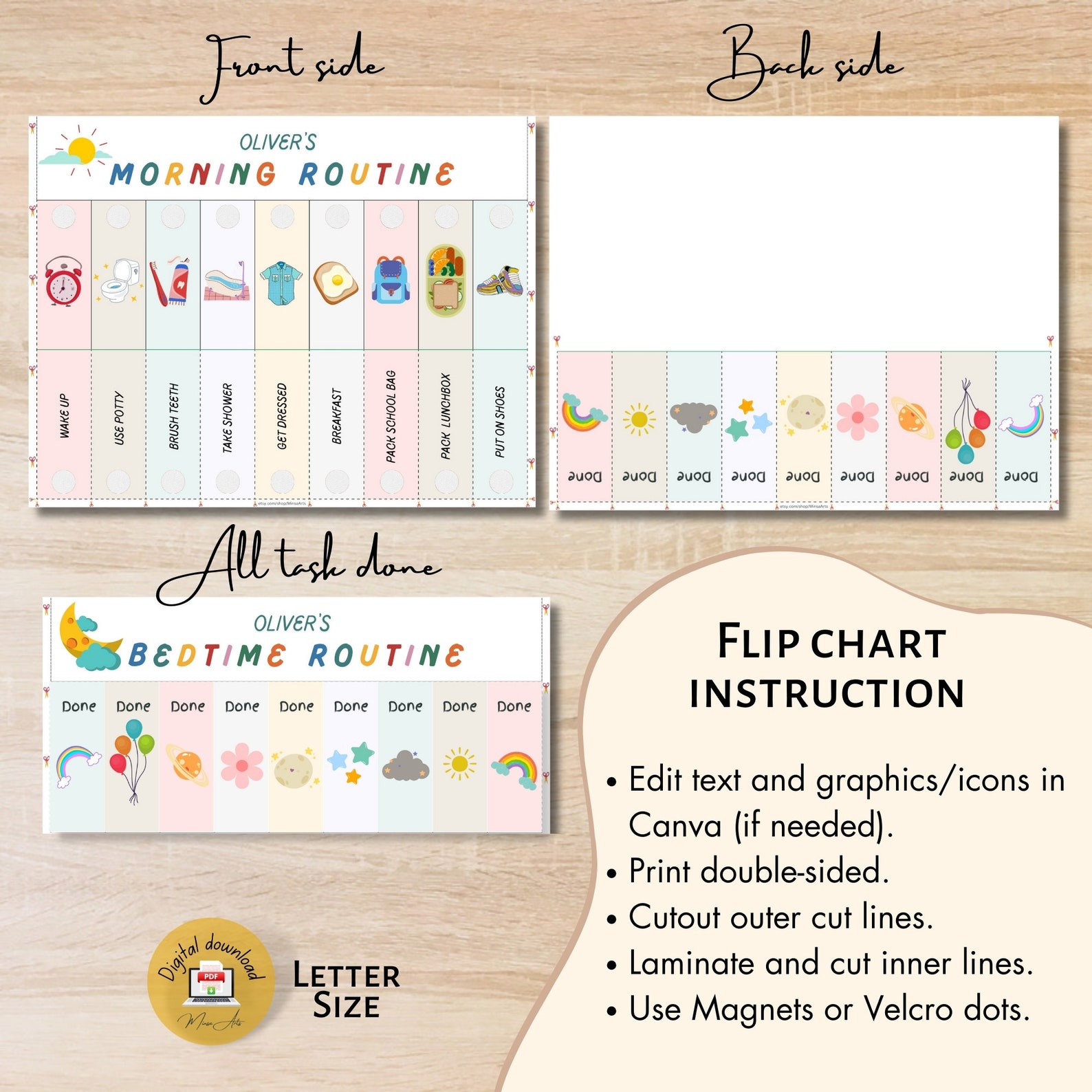 Editable Kids Routine Flip Chart: Daily Activities, Morning, Afternoon ...