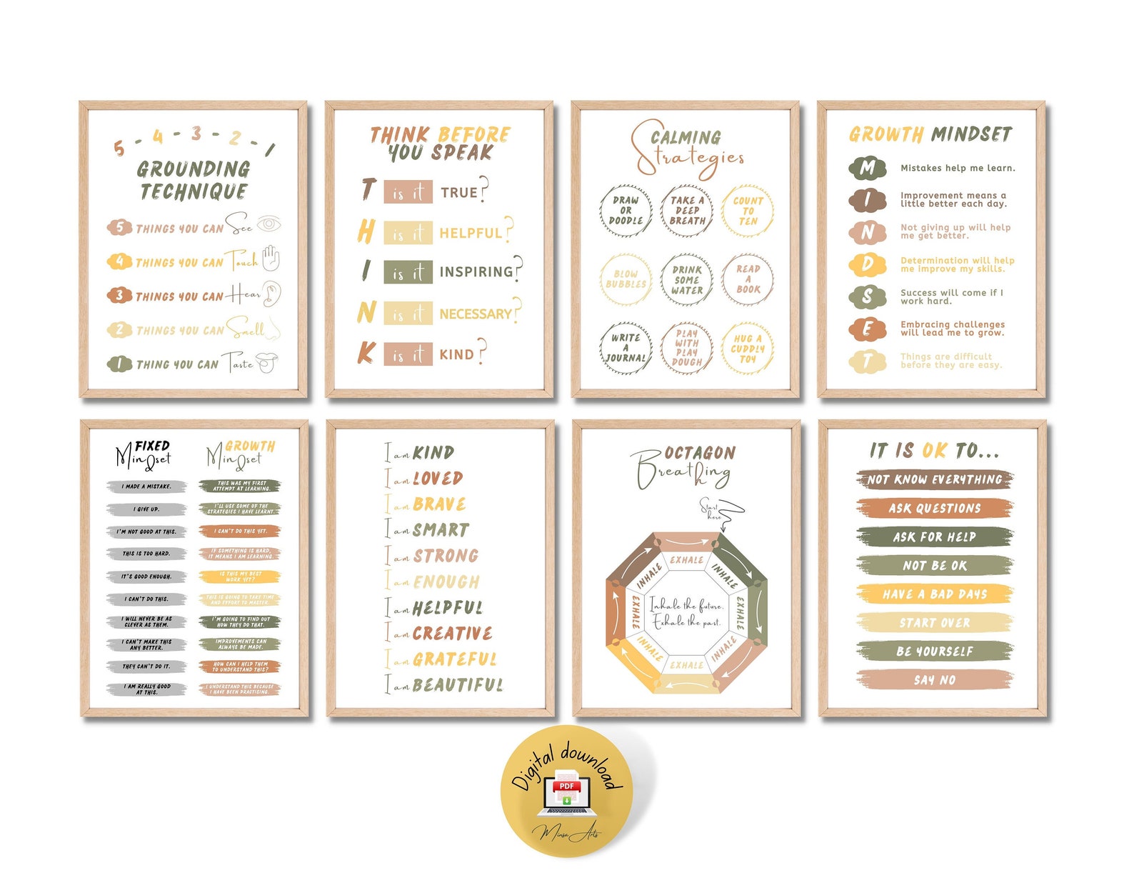 Calming Corner Counseling Posters Set of 8 Self Regulation Therapy ...