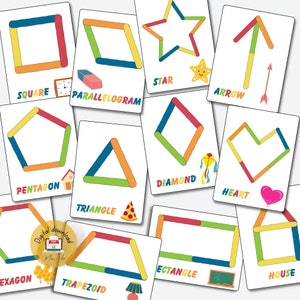 Colorful Popsicle Sticks PRINTABLE 12 Visual Cards for Toddlers ...