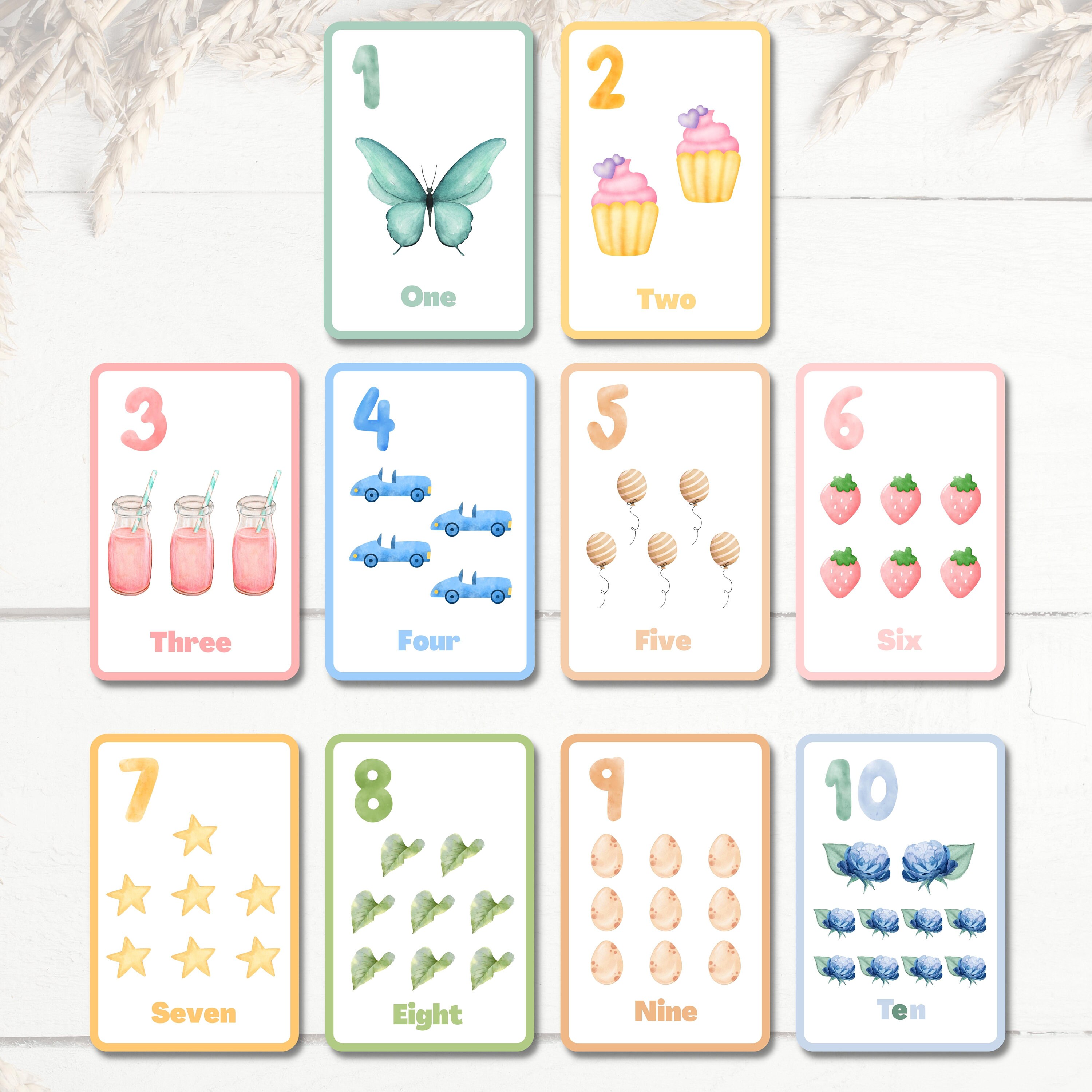 Watercolor Alphabet and 1-20 Numbers Flashcards ABC - Etsy