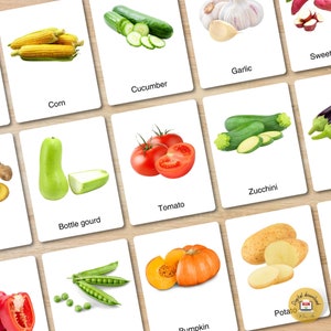 48 Vegetable Flashcards Real Picture Nomenclature PRINTABLE Text ...