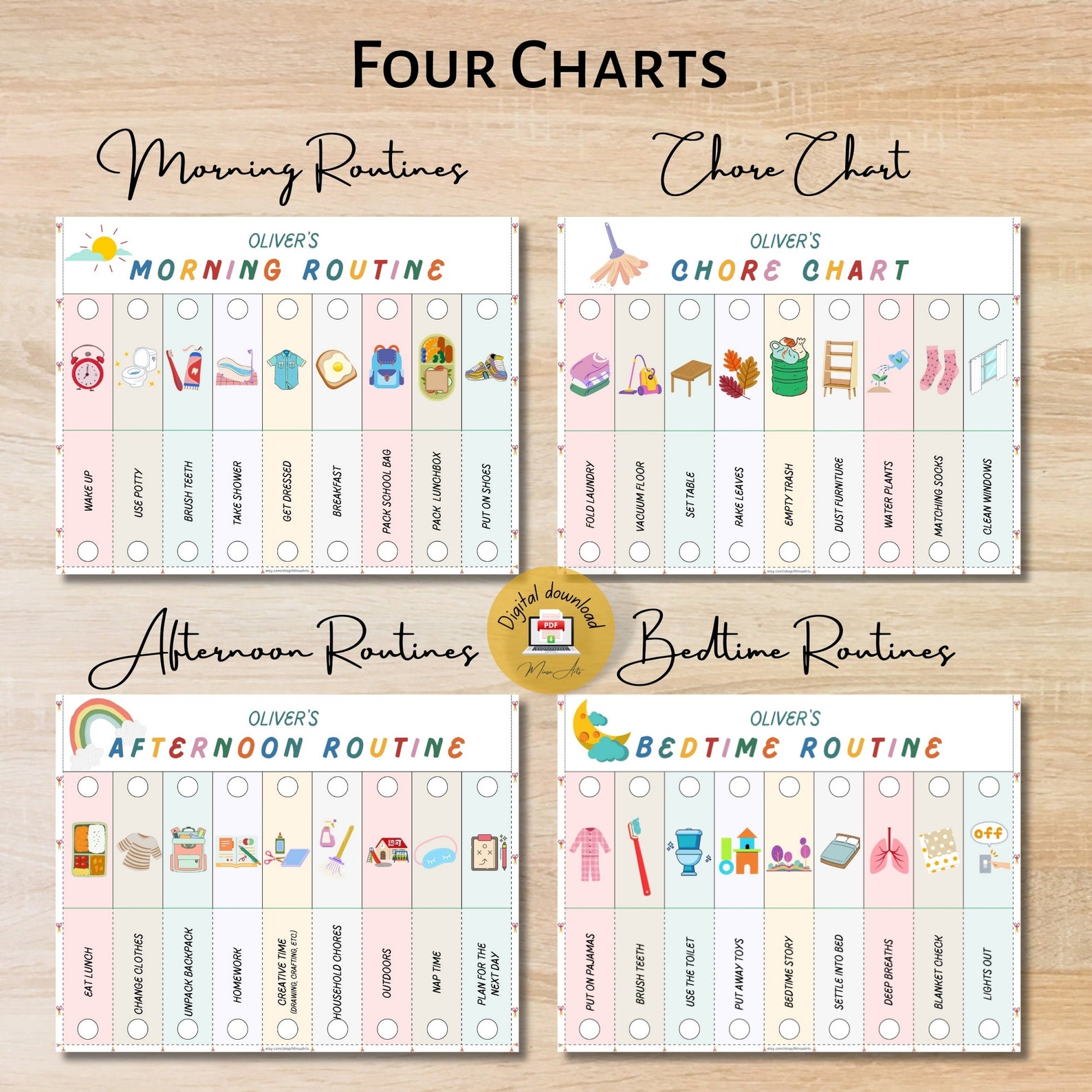 Editable Kids Routine Flip Chart: Daily Activities, Morning, Afternoon ...