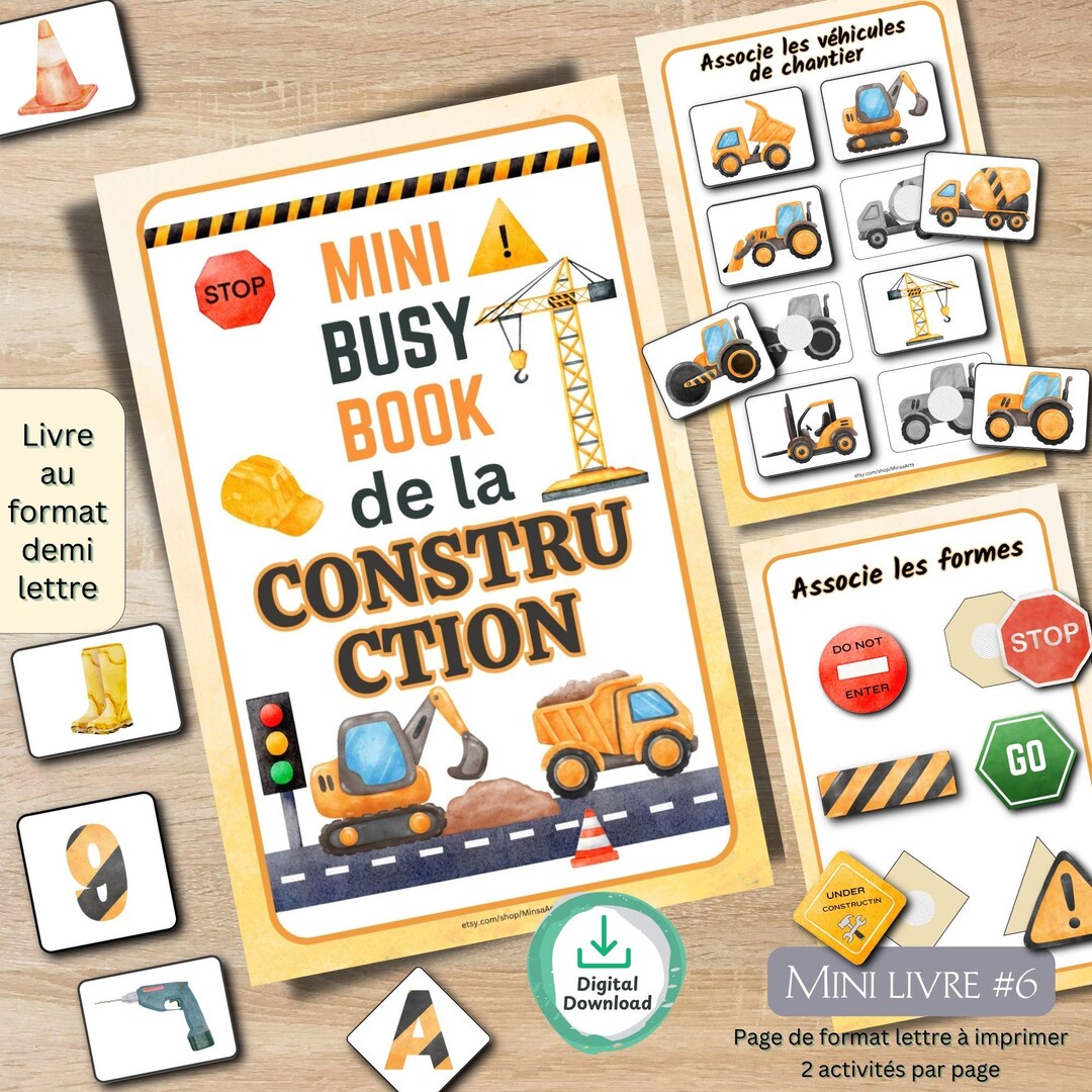 Construction Vehicle Busy Book: Montessori Learning Activities (PDF ...