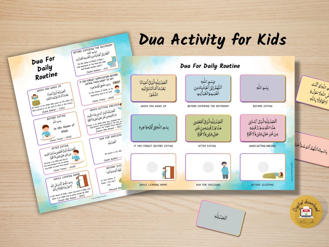 Daily Dua Activity for Kids, Printable Match the Dua for Toddlers ...