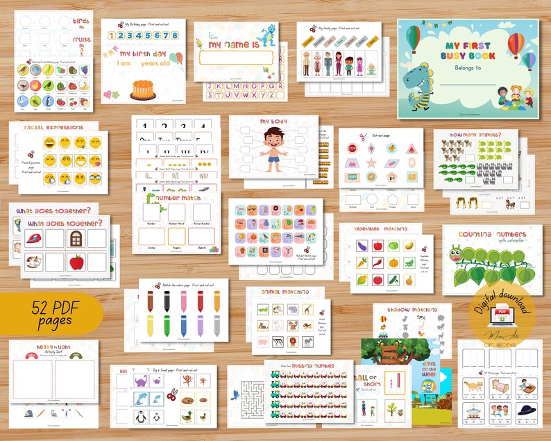 My First Busy Book Toddler Learning Binder Folder Preschool - Etsy