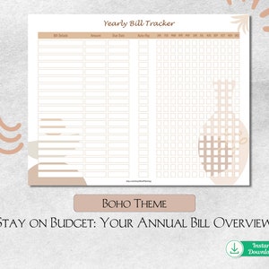 Boho Bill Tracker: Yearly Expense Checklist (PDF) - Etsy