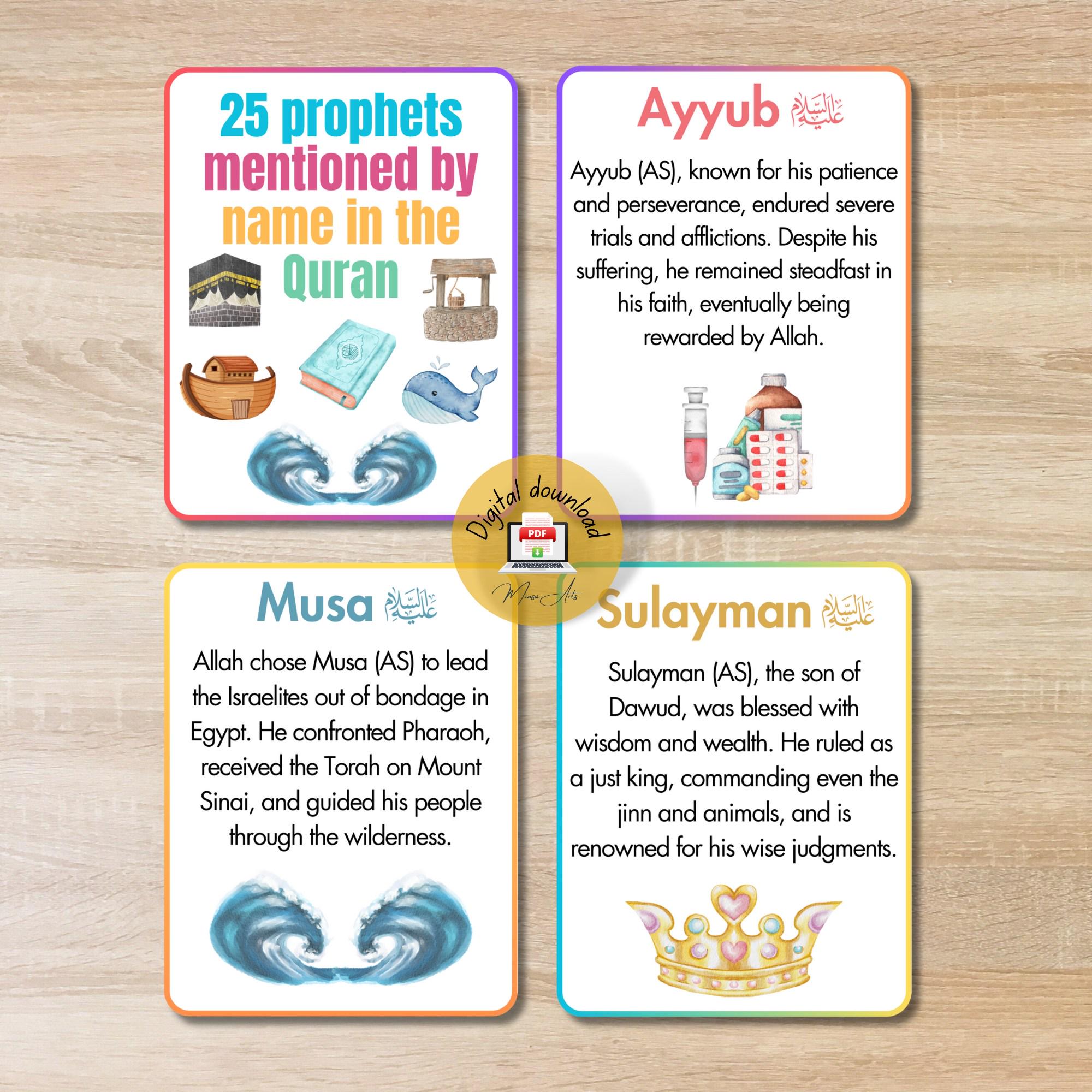 25 Prophets Name in the Quran Islamic Learning Prophets Flashcards ...