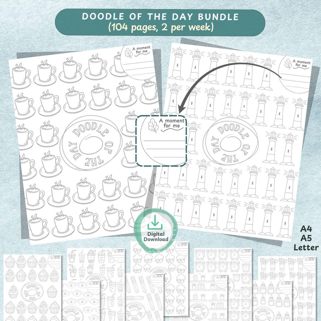 Doodle of the Day Coloring Pages | Printable Daily Mindfulness Relaxing ...