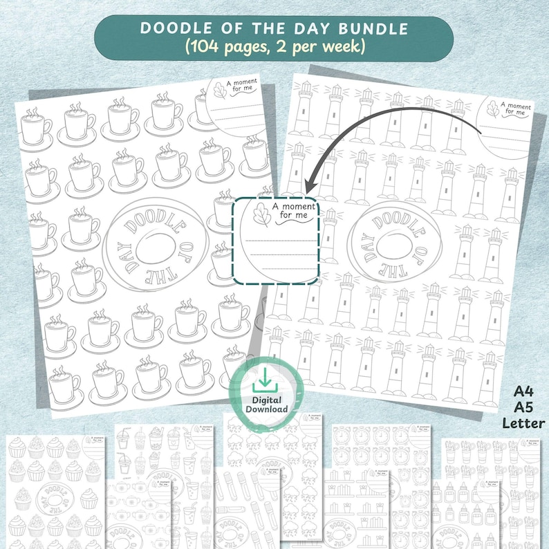 Doodle of the Day Coloring Pages | Printable Daily Mindfulness Relaxing ...