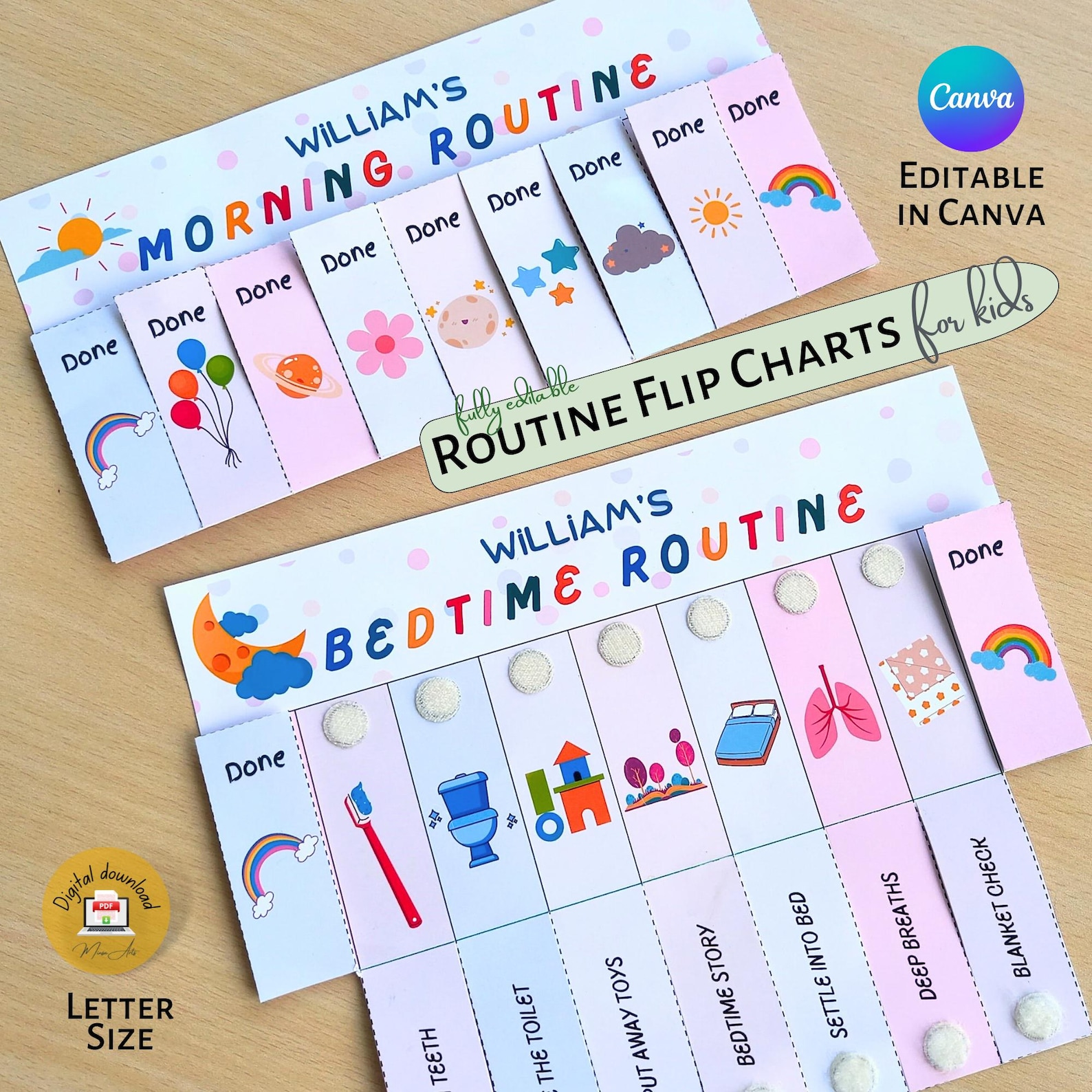 Editable Kids Routine Flip Chart: Daily Activities, Morning, Afternoon ...