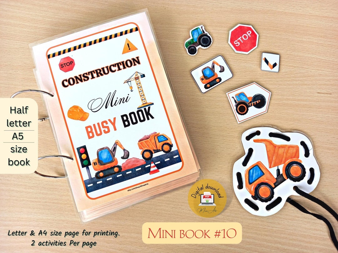 Construction Vehicles Mini Busy Book: Toddler Learning Activities ...