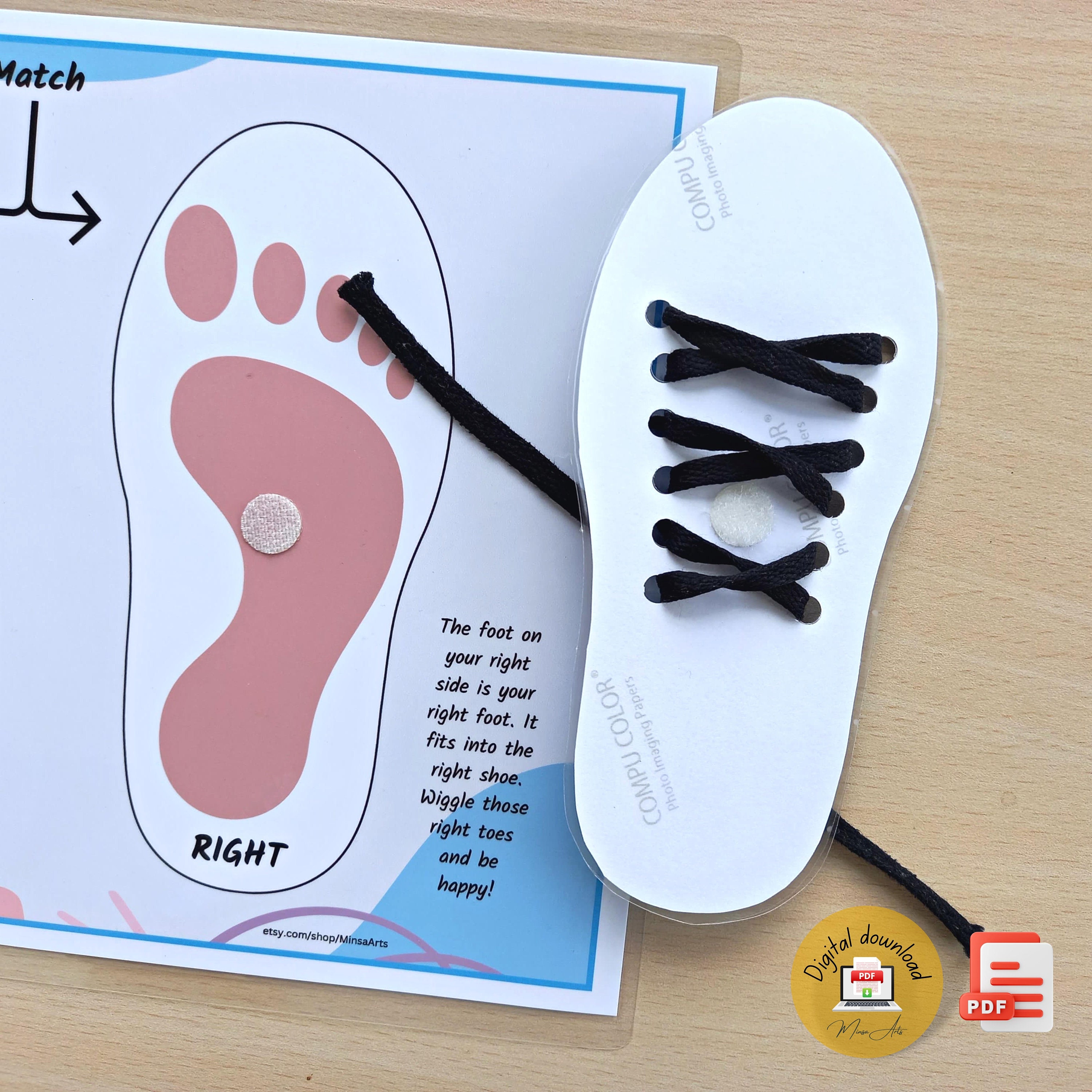 Shoe Tying Practice Printable: Kids Lacing Toy (PDF) - Etsy