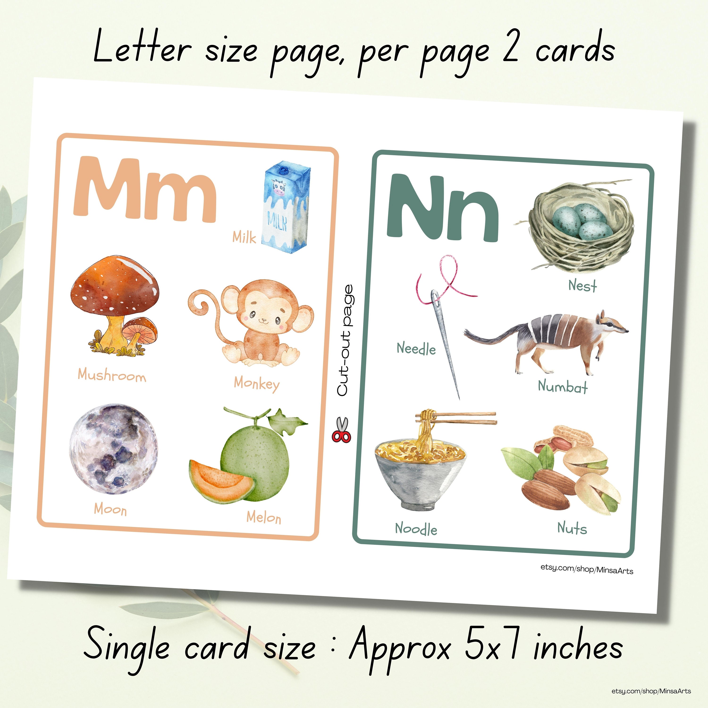 Flashcards for Kids Phonics Flashcards ABC Watercolor Cards - Etsy Canada