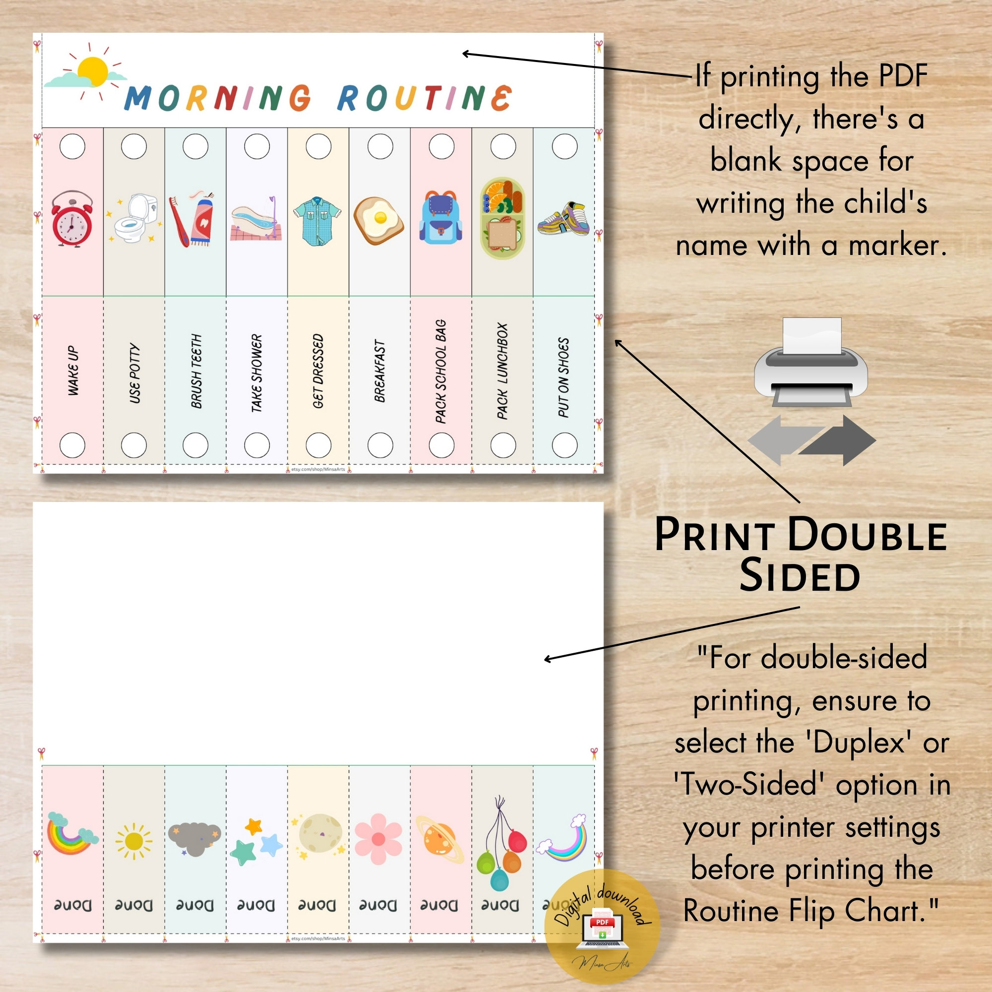 Editable Kids Routine Flip Chart: Daily Activities, Morning, Afternoon ...